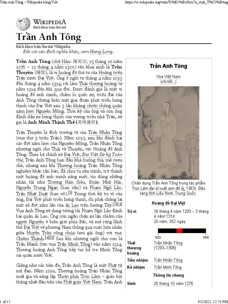 Trần Anh Tông - Wikipedia tiếng Việt | PDF