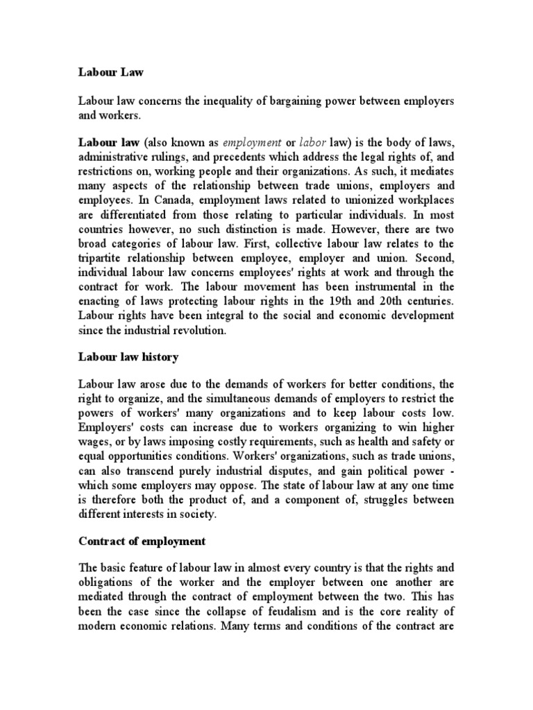 Labour Law | PDF | Labour Law | Employment
