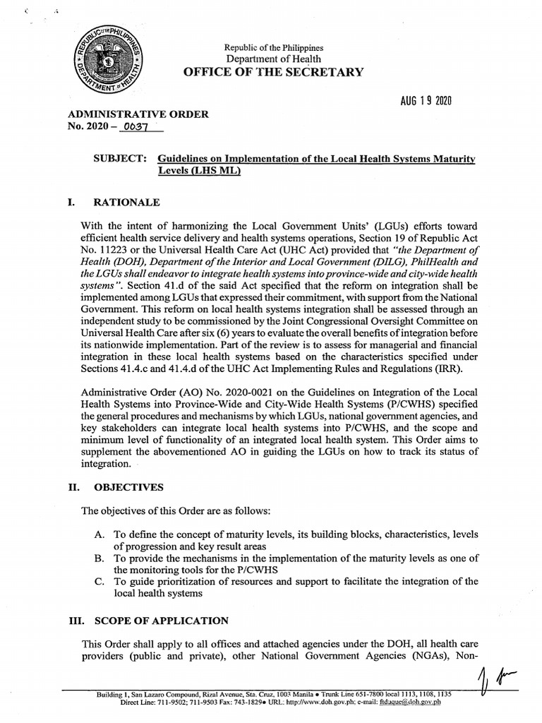 E.2 AO 2020-0037 Implementation of The Local Health Systems Maturity ...