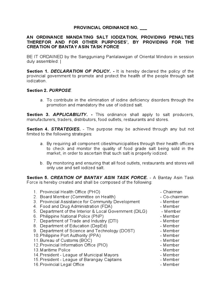 Salt Iodization Ordinance Overview | PDF | Salt | Justice