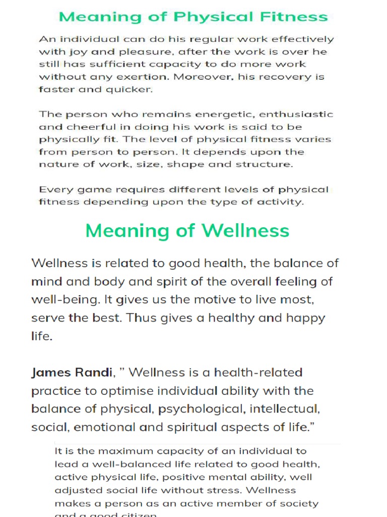 XI PE NOTES UNIT 5 Physical Fitness, Health and Wellness | PDF