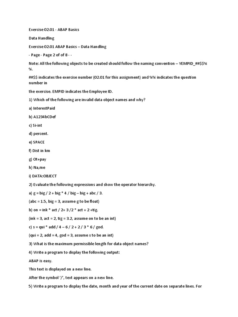 Exercise 02 | Download Free PDF | String (Computer Science) | Numbers