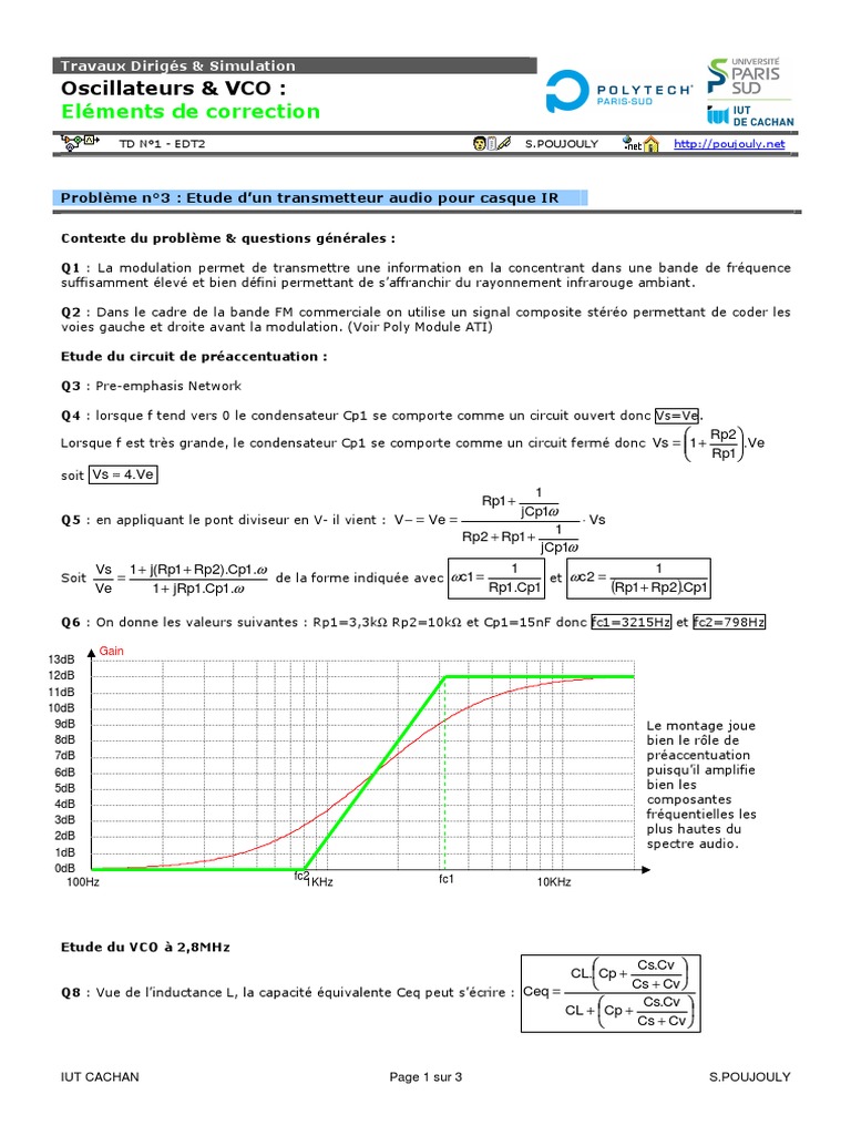 TD1 EDT2 Osc Element Corr | PDF | Grandeur physique | Télécommunications