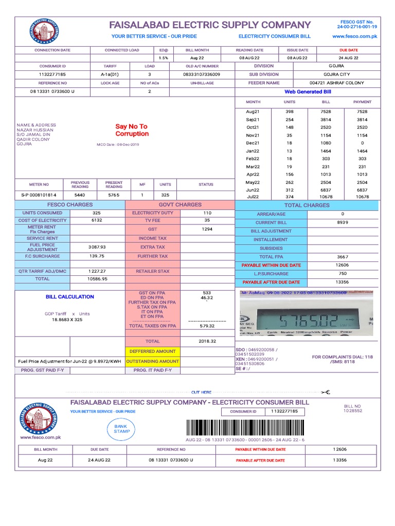 Fesco Online Bill | PDF | Taxes | Value Added Tax