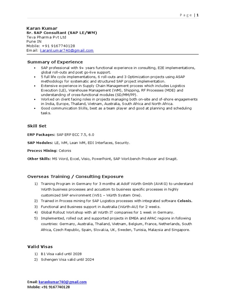 Karan CV | PDF | Warehouse | Logistics