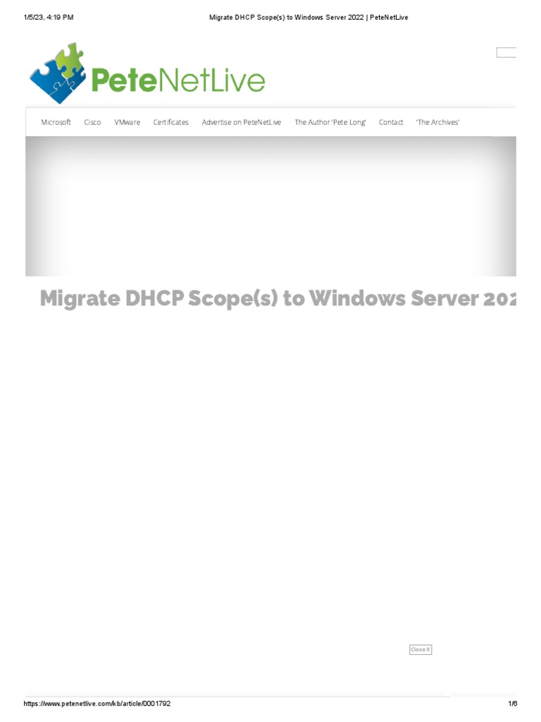 Migrate DHCP Scope(s) To Windows Server 2022 - PeteNetLive | PDF | Computing Platforms ...
