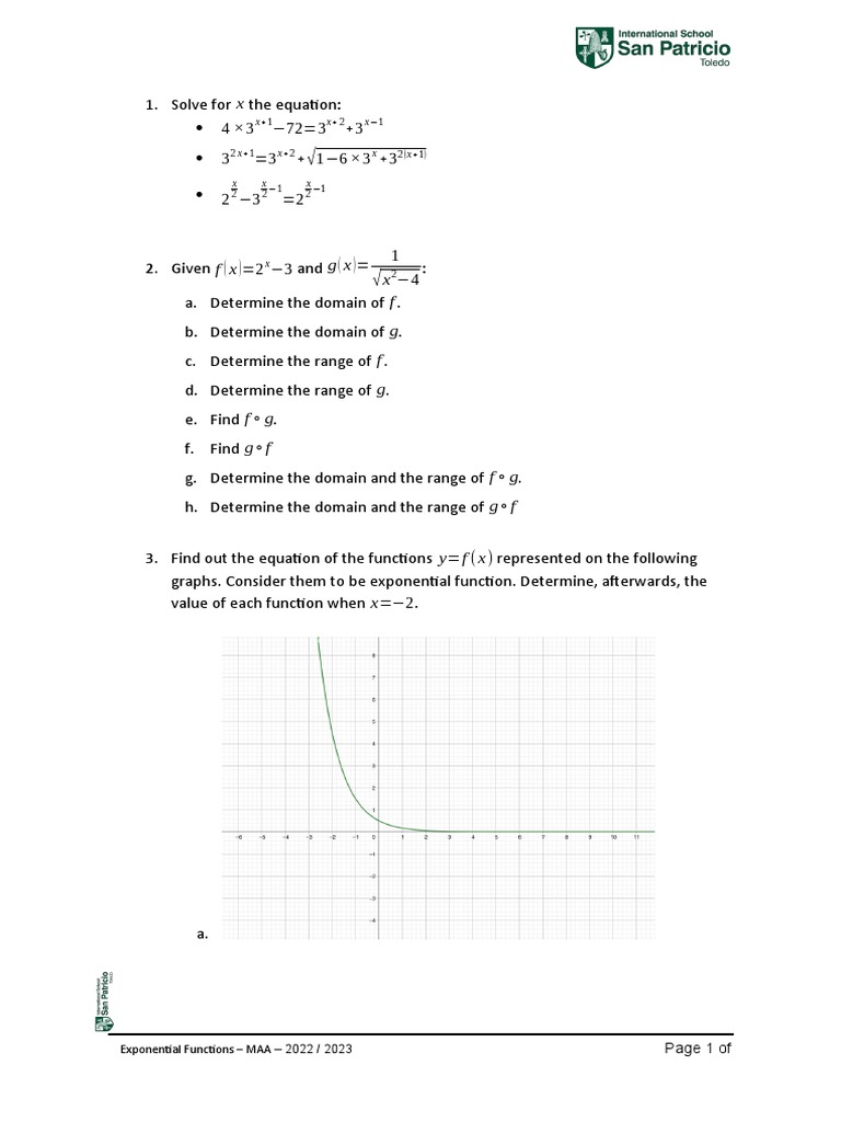 Exponential Functions Review Pdf Function Mathematics Dose