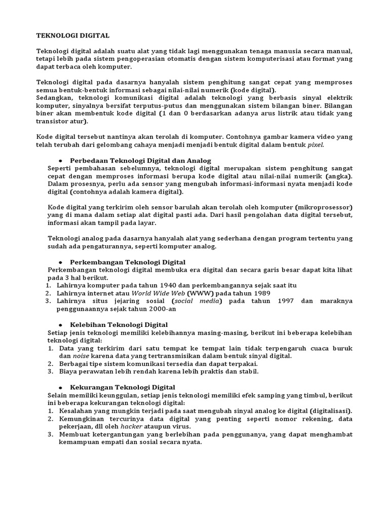 Teknologi Digital: Definisi dan Jenis | PDF