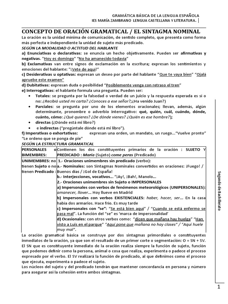 Gramática Básica de La Lengua Española | PDF | Verbo | Asunto (gramática)