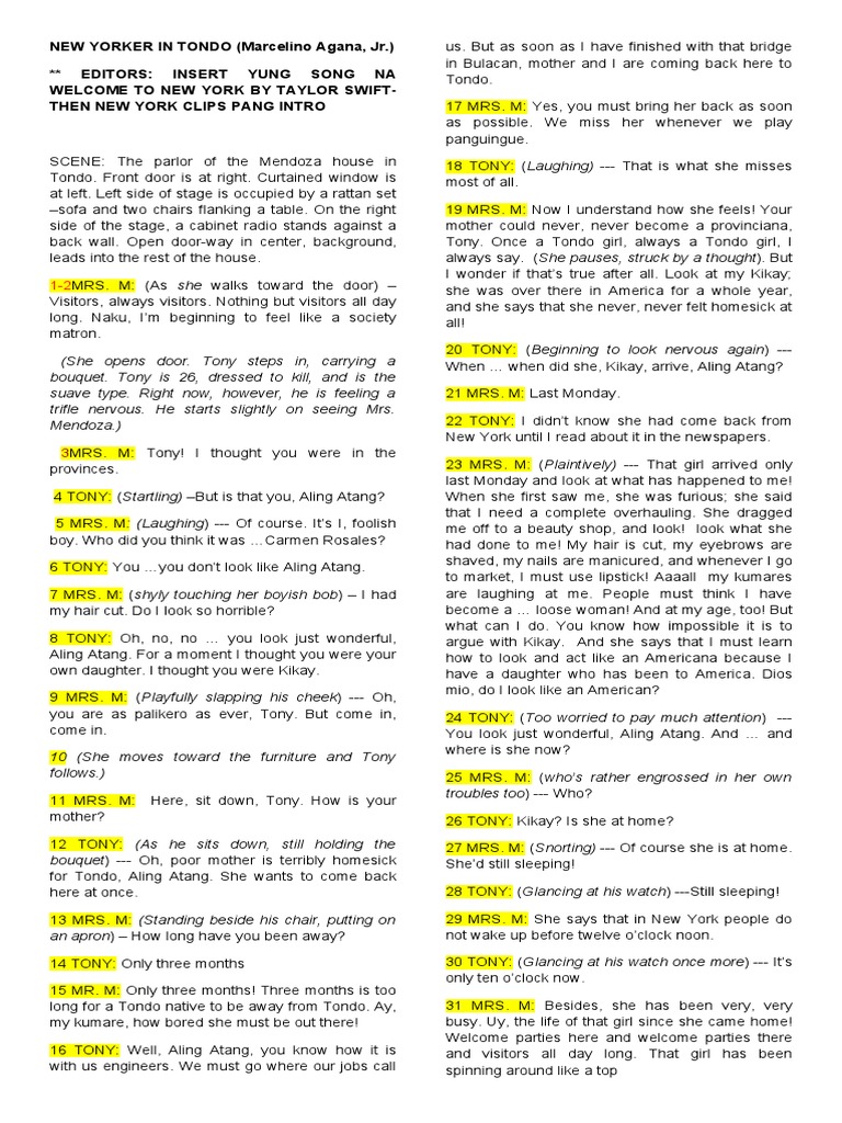 NEW YORKER IN TONDO REVISED Script 1 | PDF