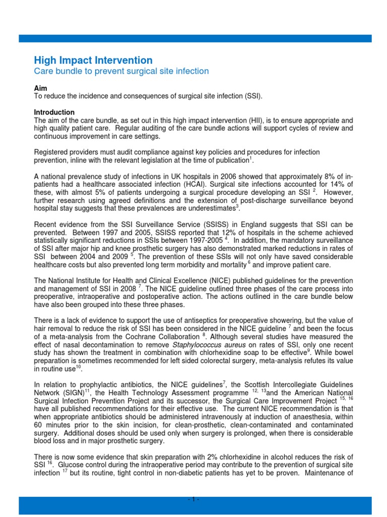 HII Prevent Surgical Site Infection FINAL | PDF | Surgery | Preventive ...