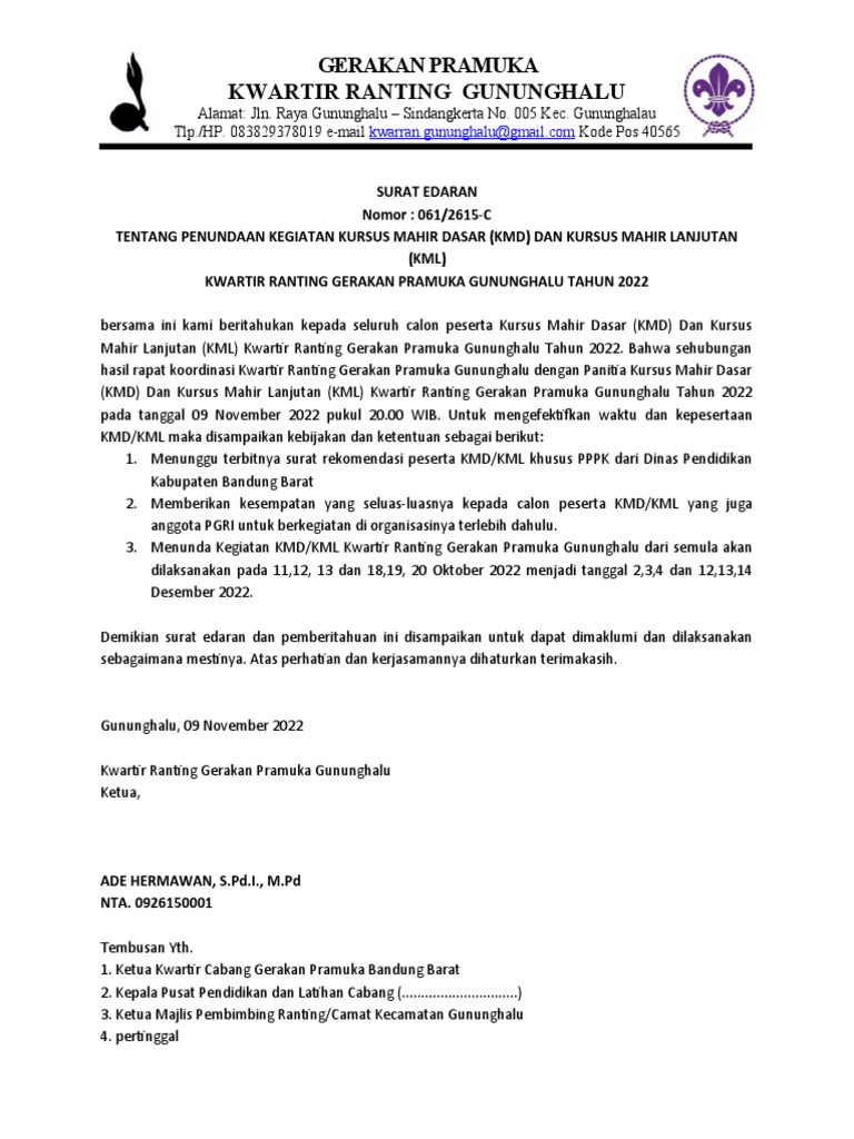 Penundaan Kegiatan KMD dan KML 2022 | PDF | Bisnis