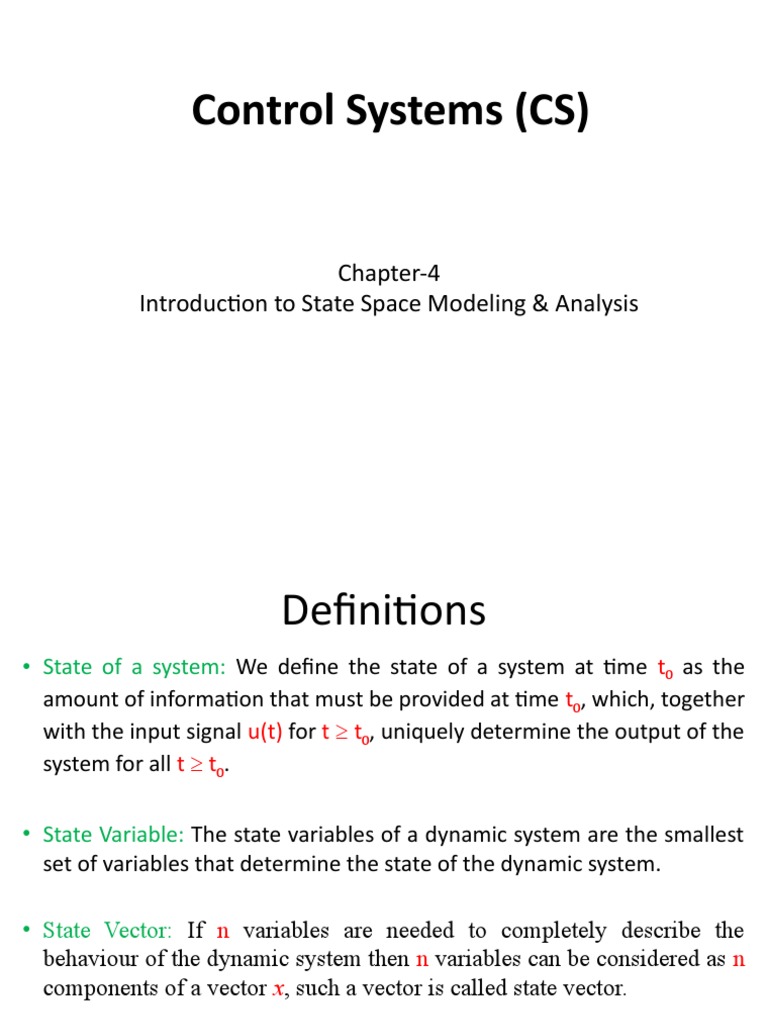 Chapter 4 State Space Representation Pdf Mathematics Applied Mathematics