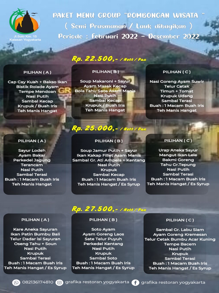 Menu Resto Grafika Yogyakarta | PDF | Memasak, Makanan, & Anggur