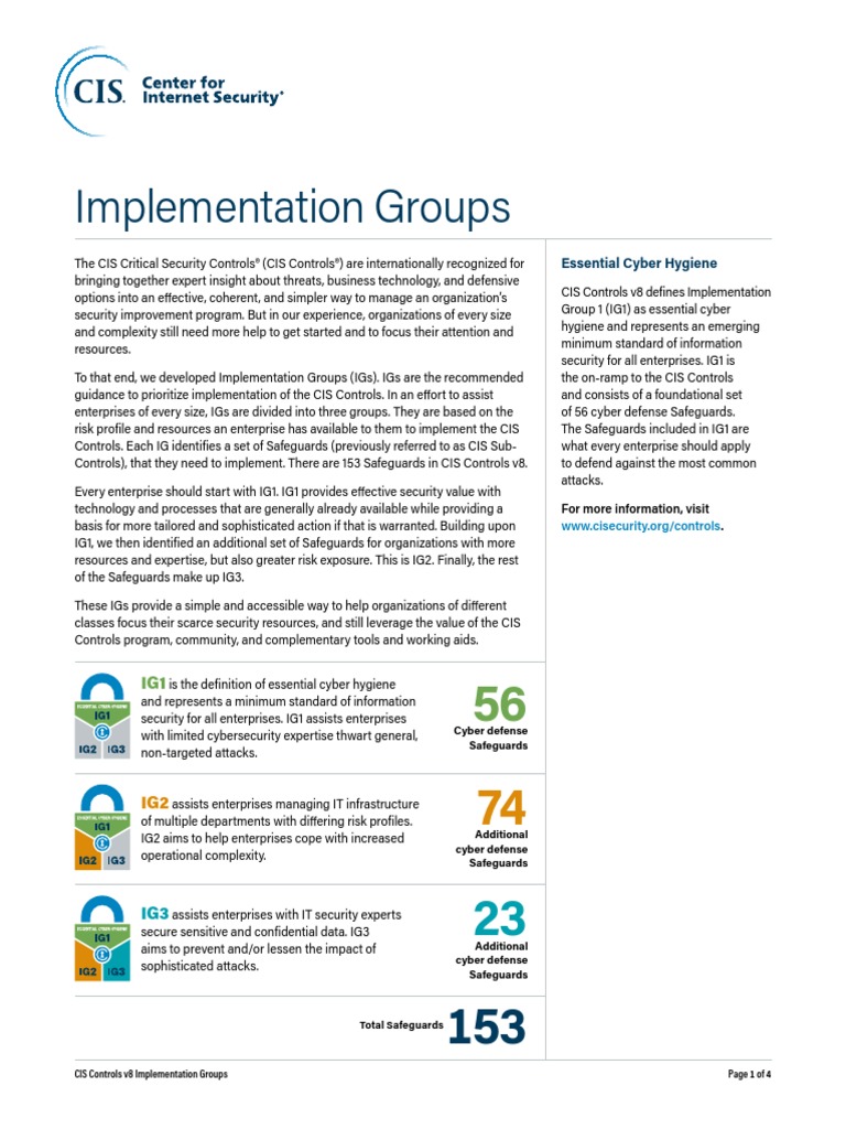 CIS Controls v8 Implementation Groups Handout.22.02 | PDF | Security ... CIS Controls v8 Implementation Groups Handout.22.02 | PDF | Security ...