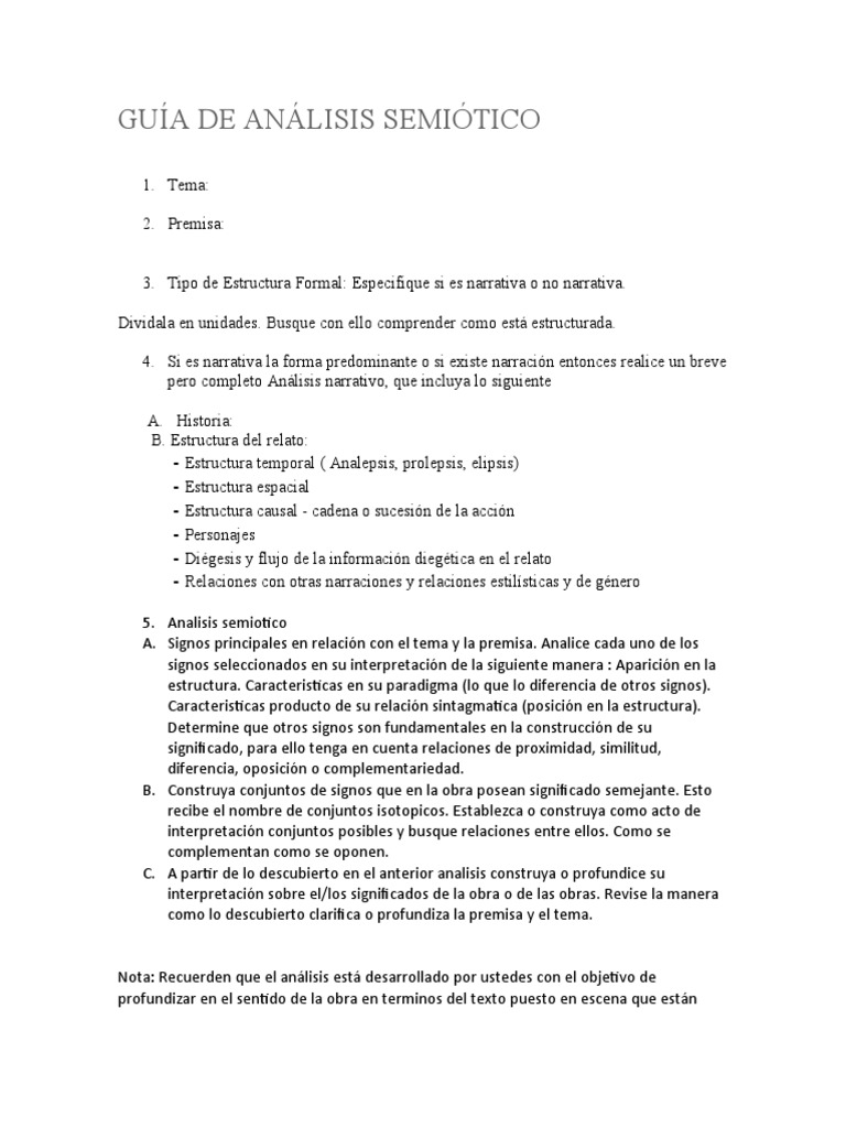 GUÍA DE ANÁLISIS SEMIÓTICO | PDF