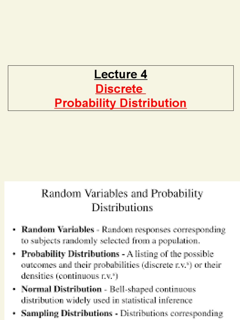 BS Chapter4 2021 Discrete Probability Distribution Binomial Hyper Poisen 22 | PDF | Probability ...