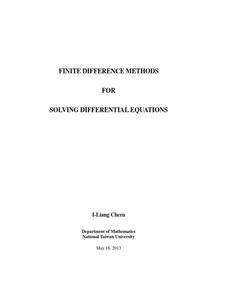 Finite Difference Methods For Solving Differential Equations Pdf