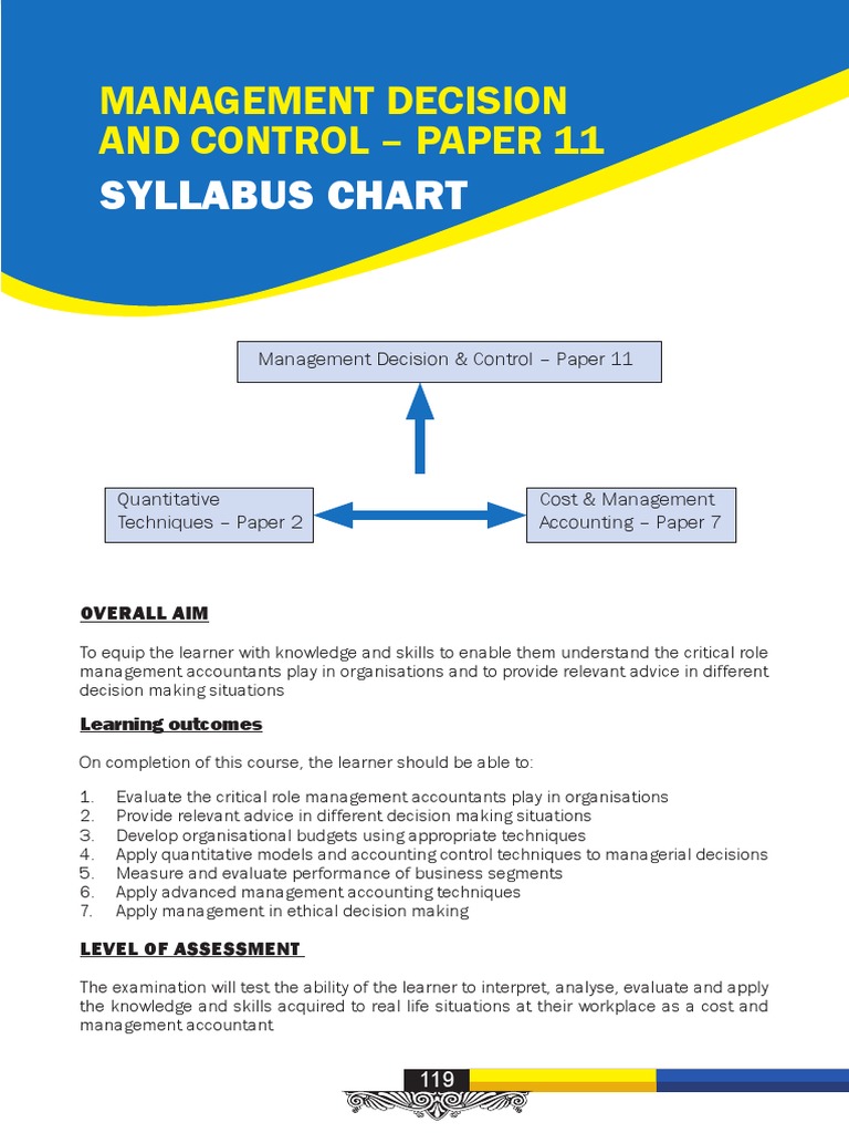Management Decision & Control Paper 11 Syllabus | PDF | Linear Programming | Management Accounting