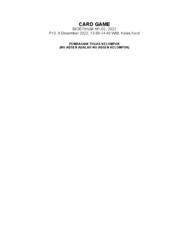 2022 Pembagian CARD GAME | PDF