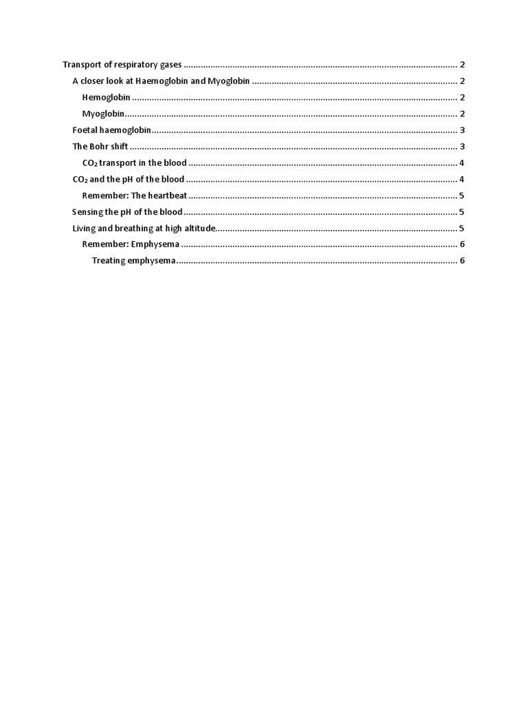 D6 - Transport of Respiratory Gases | PDF | Hemoglobin | Breathing