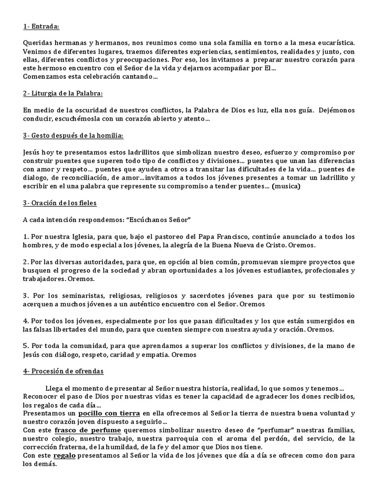 GUION MISA Jovenes | PDF | Misa (liturgia) | eucaristía