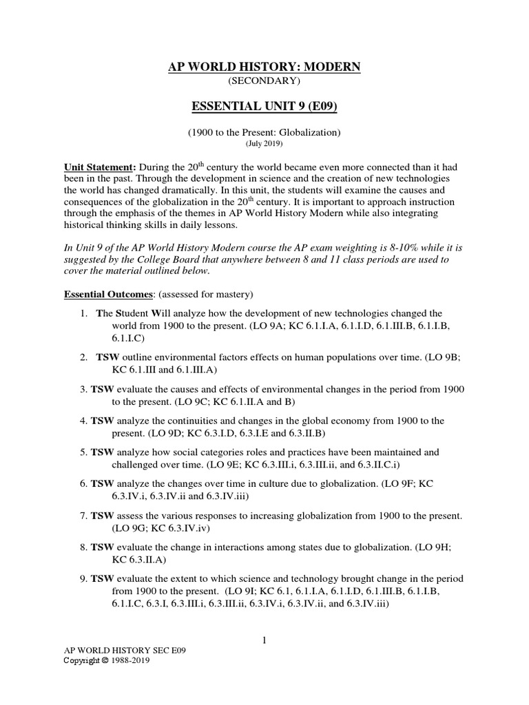 AP World History E09 1900 To The Present Globalization | PDF | Test ...