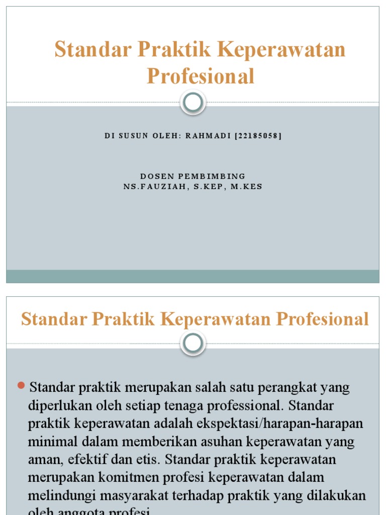 Standar Praktik Keperawatan Profesional | PDF