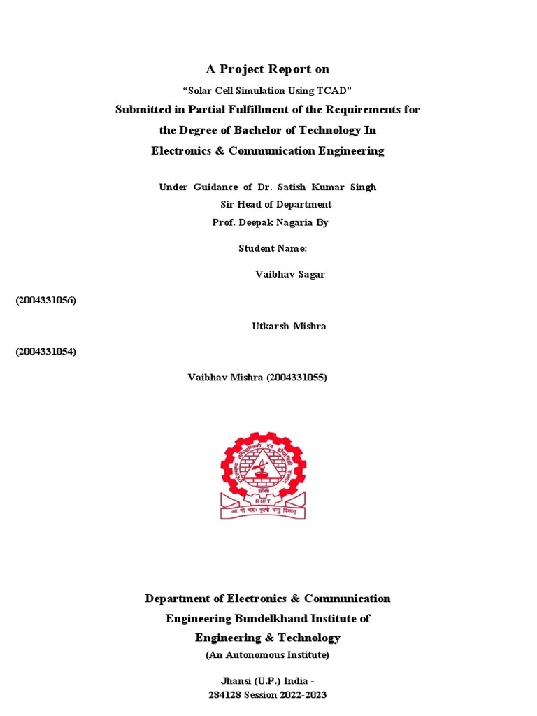 Vlsi Project Report Pdf Solar Cell Solar Power 