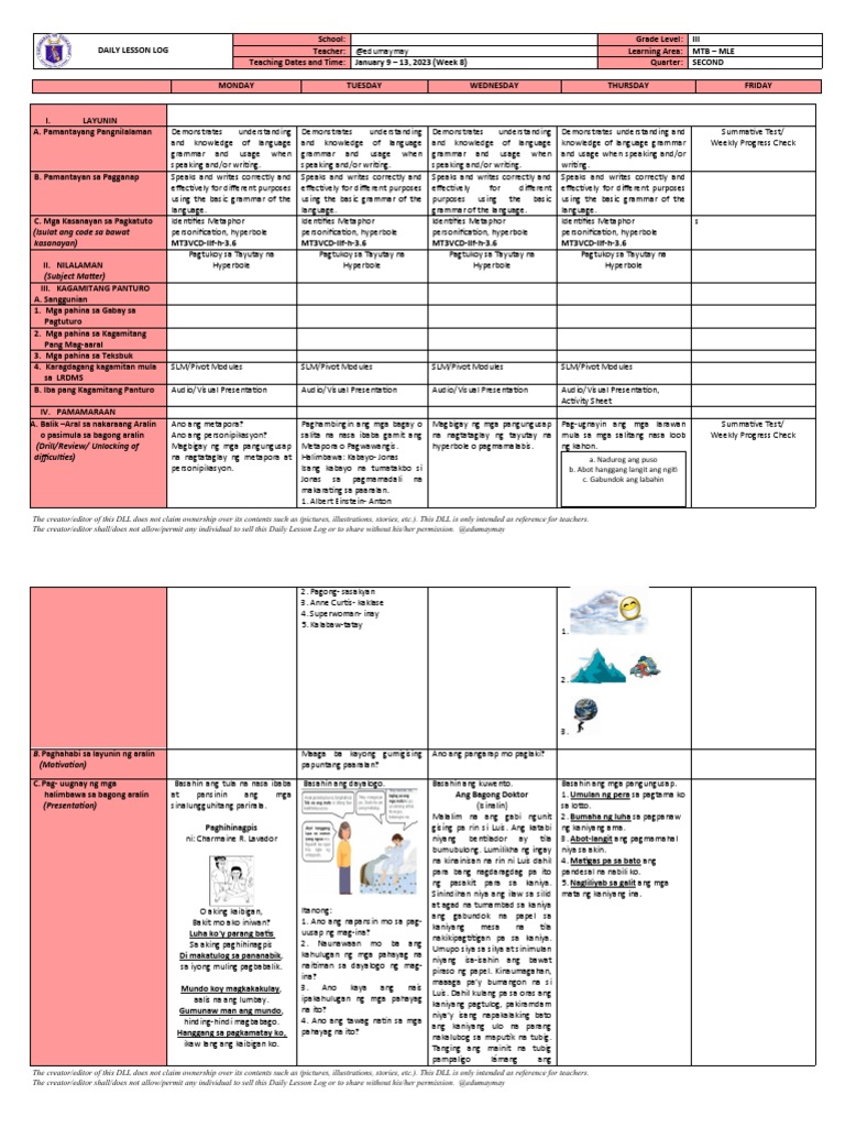 DLL Mtb-Mle3 Q2 W8 | PDF
