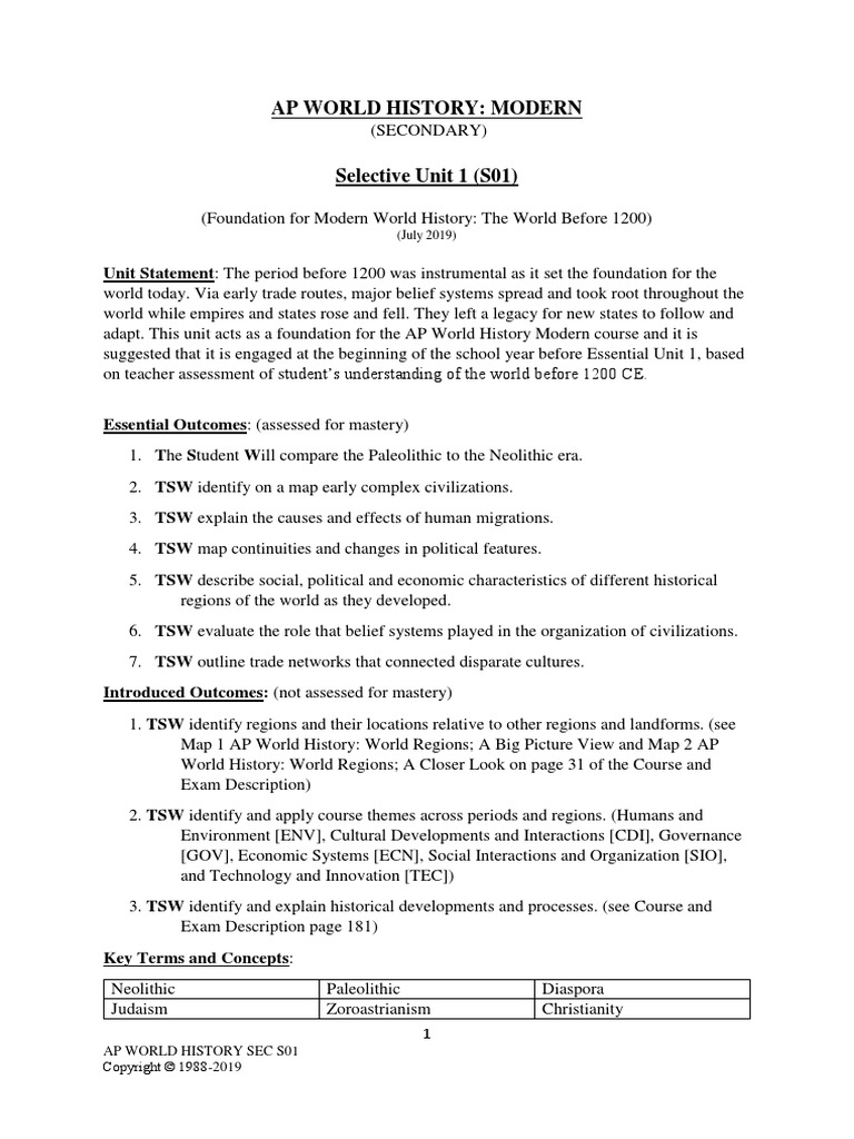 AP World History S01 Foundation For Modern World History | PDF | Rubric ...