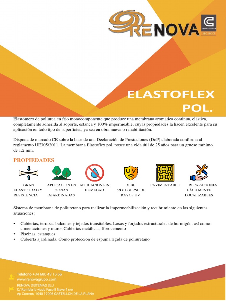 F.T. Elastoflex Pol | PDF | Hormigón | Agua