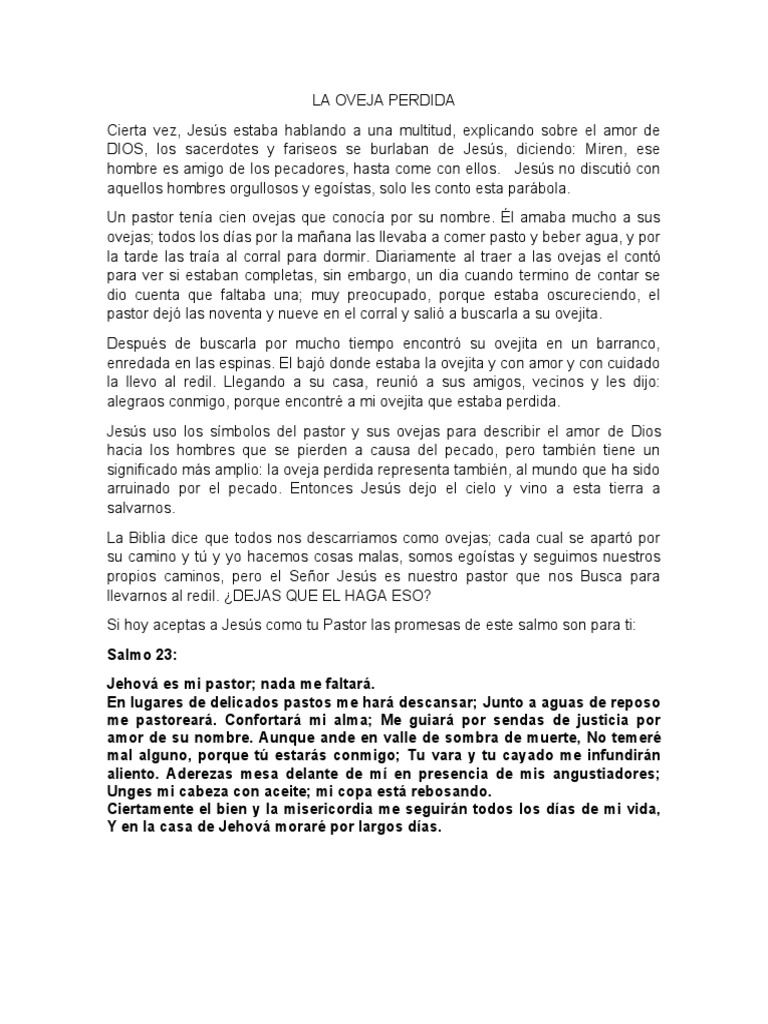 La Oveja Perdida Pdf