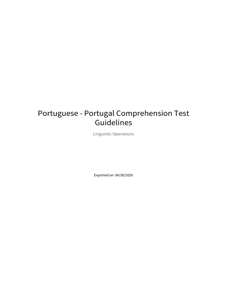 Portuguese - Portugal Comprehension Test Guidelines | PDF