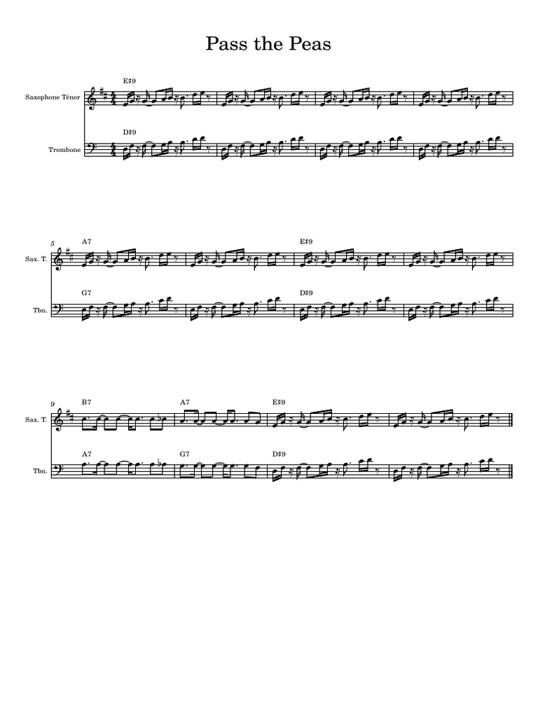 Pass The Peas | PDF | Saxophone | Woodwind Instruments
