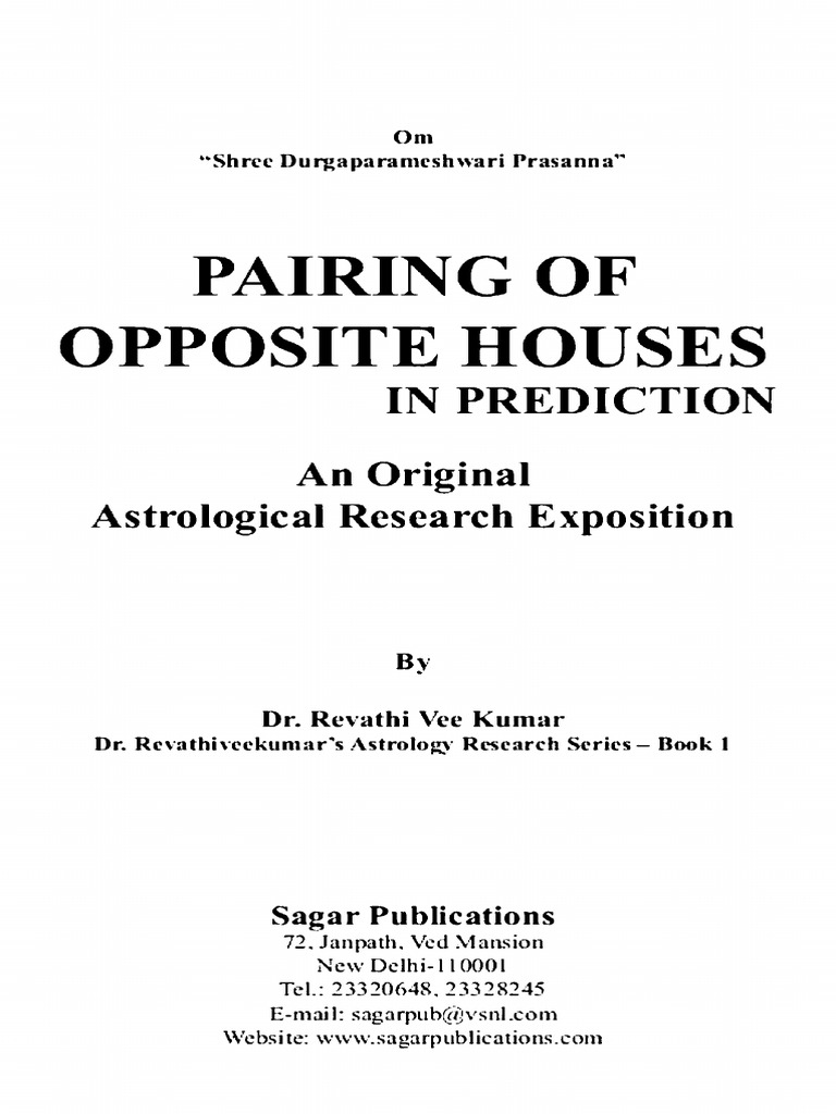 Jyotish - 2017 - Dr. Revathi Vee Kumar - Pairing of Opposite Houses in ...