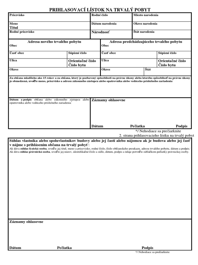 Microsoft Word Prihlasovaci Listok TB | PDF