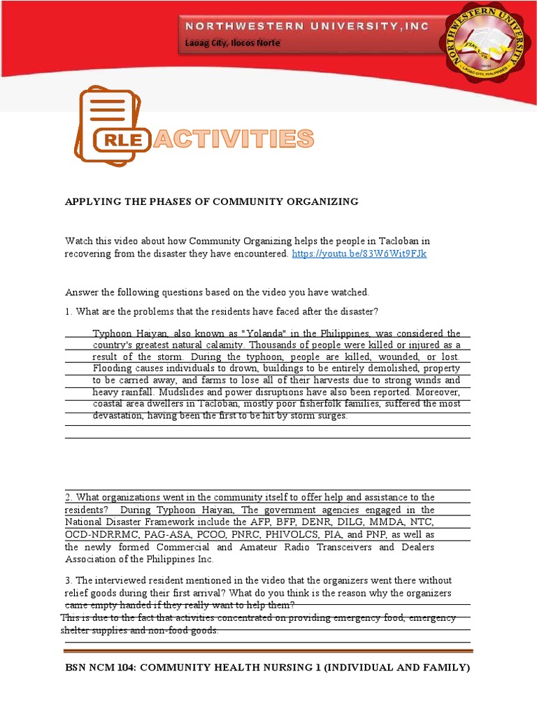 Rle Activity 3 - Community Organizing | PDF