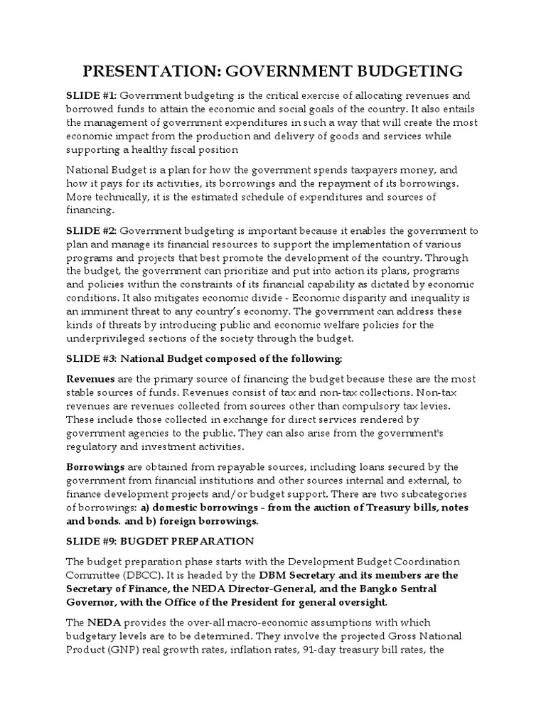 Presentation On Government Budgeting | PDF | Taxes | Government Budget