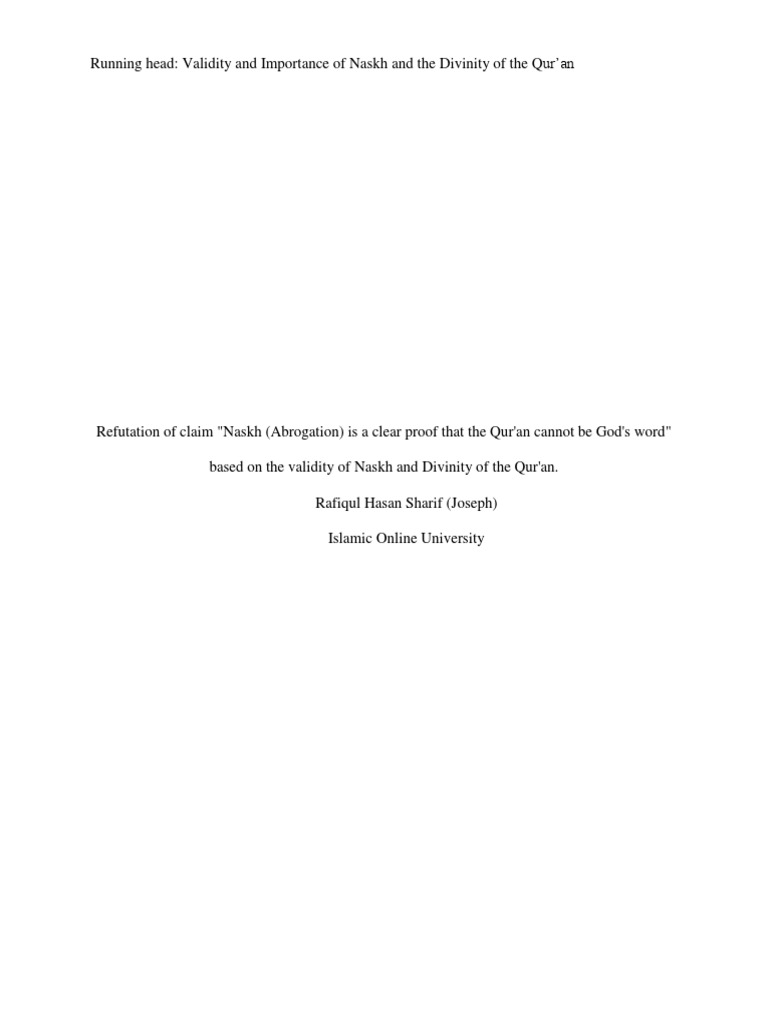 Validity and Importance of Naskh Abrogat | PDF | Quran | Islam