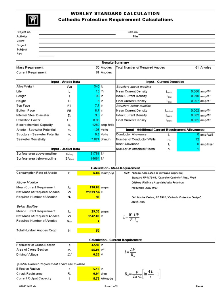 Cathodic Protection Calculation | PDF | Anode | Electrochemistry