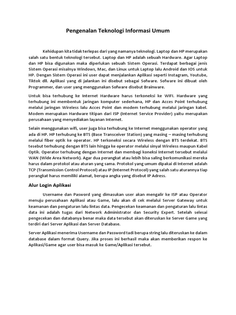 Dasar Teknologi Informasi | PDF | Komputer | Teknologi & Rekayasa