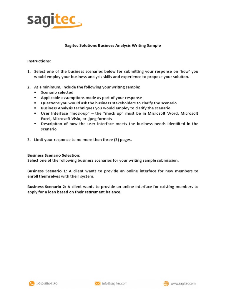 Business Analysis Writing Sample Request | PDF | Business Analysis ...