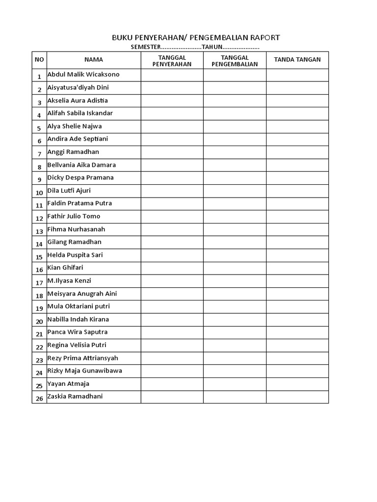 Buku Penyerahan Raport | PDF