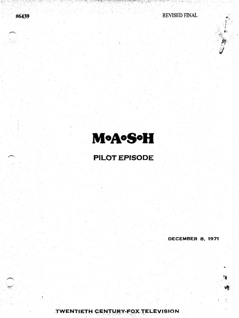 Mash Pilot Episode Script | PDF