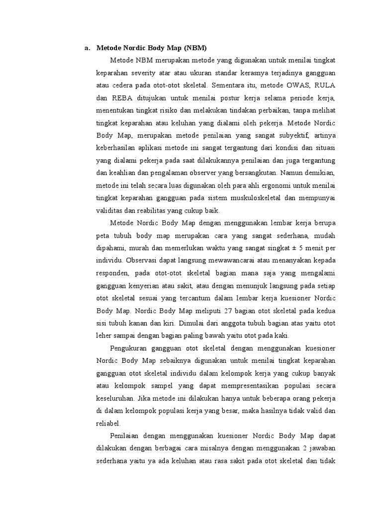 Metode Nordic Body Map | PDF