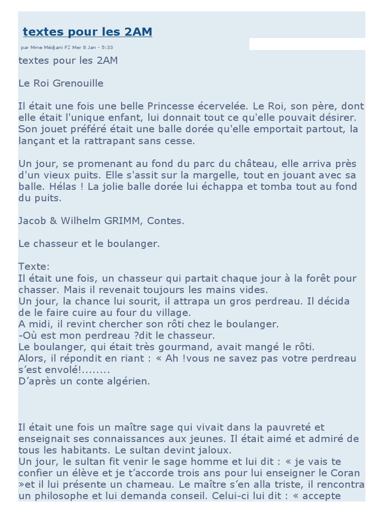 Textes de contes pour 2AM | PDF