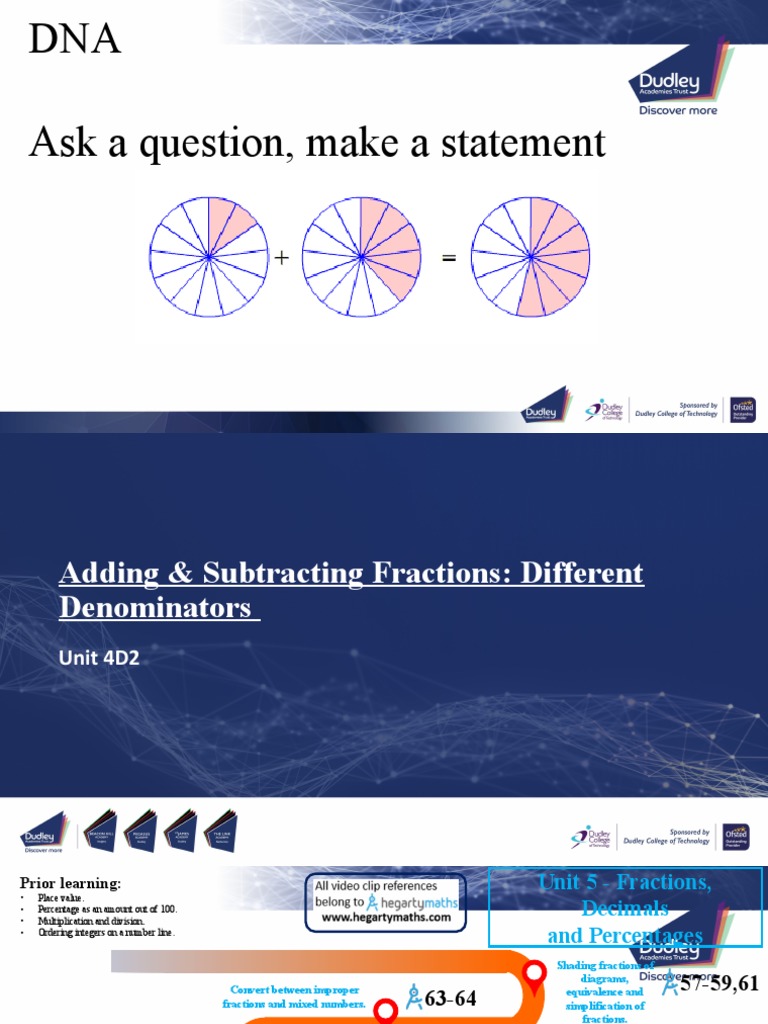 Understanding Fractions: Adding and Subtracting with Different Denominators | PDF | Division ...