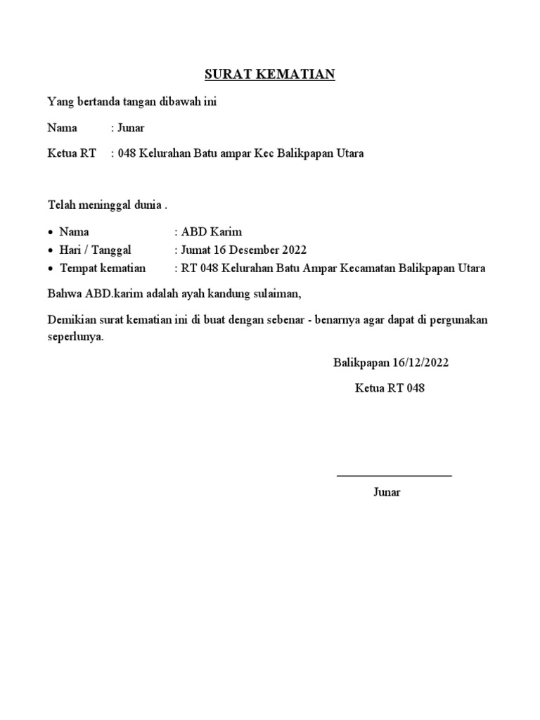 Surat Kematian | PDF