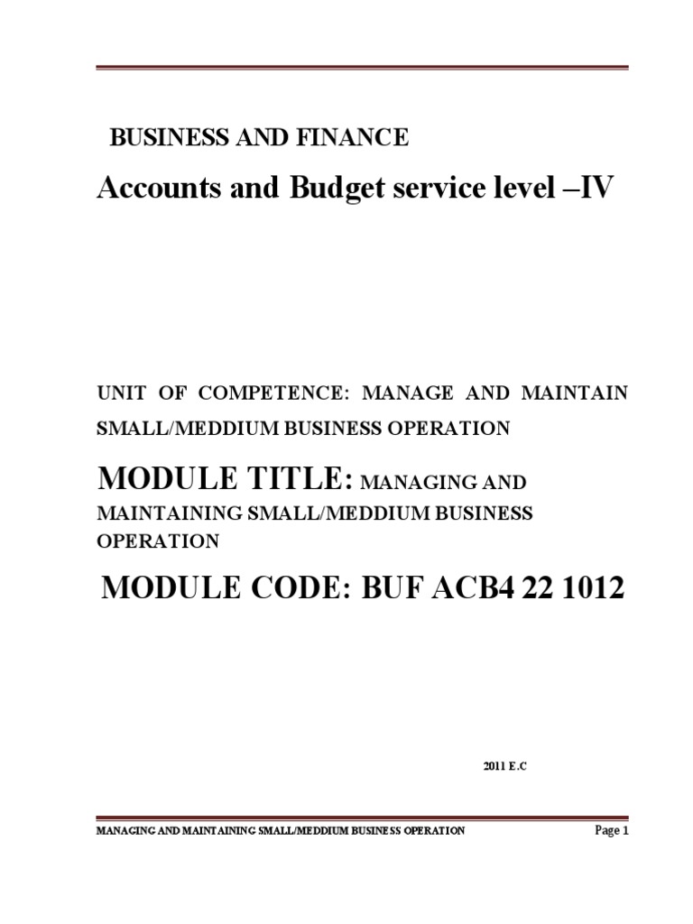 Manage and Maintain Small Medium Business Opera | PDF